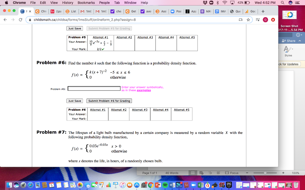 Solved Chrome # * 42%D Wed 4:52 PM Q File Edit View History | Chegg.com
