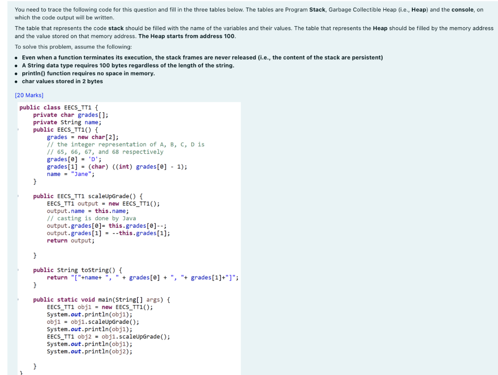 Solved You need to trace the following code for this | Chegg.com