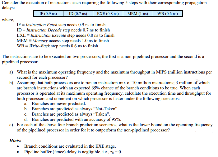 Solved Consider the execution of instructions each requiring | Chegg.com