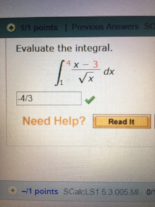 Solved Evaluate the integral. integral_1^4 x - 3/squareroot | Chegg.com