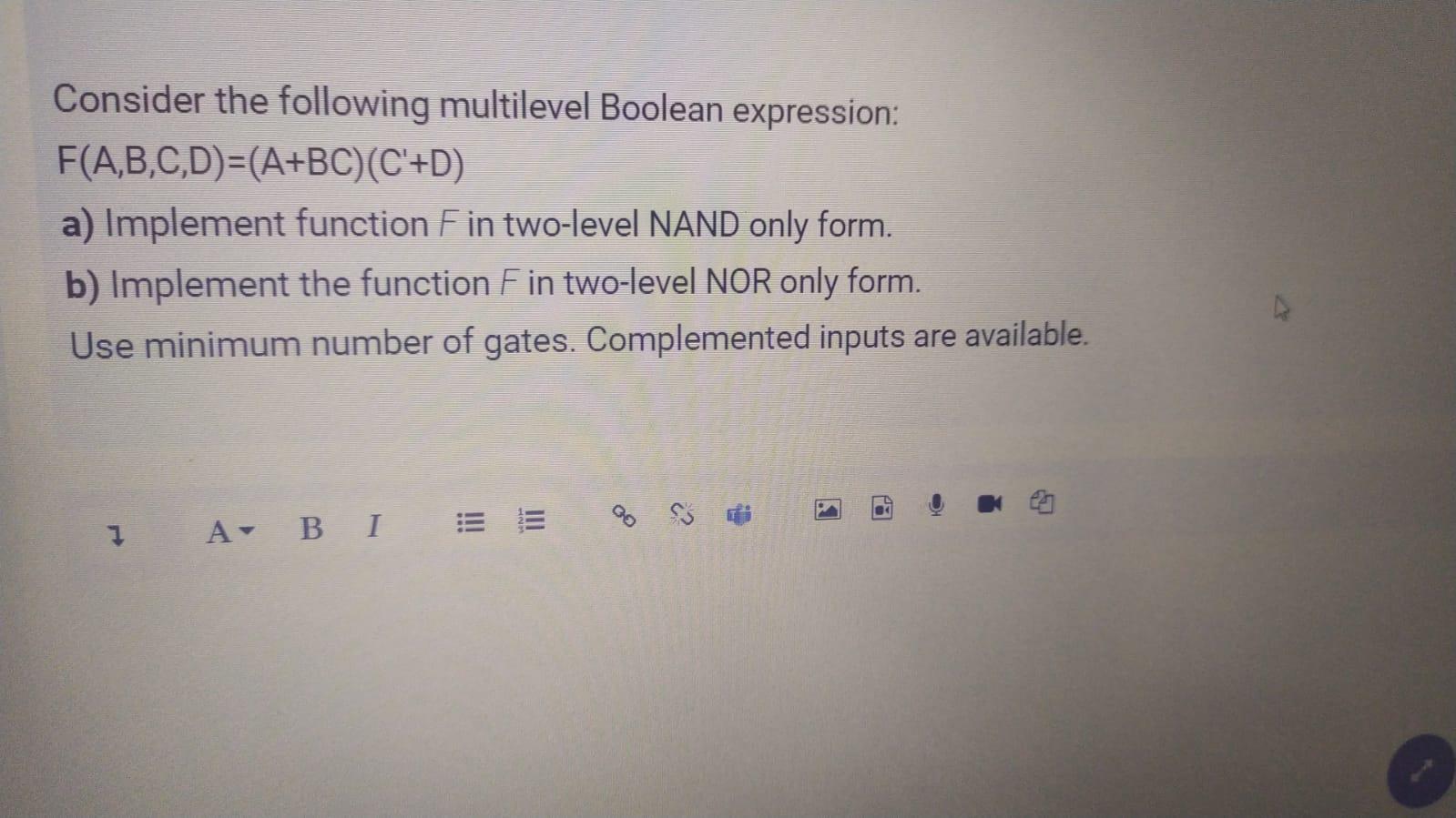 Solved Consider the following multilevel Boolean expression: | Chegg.com