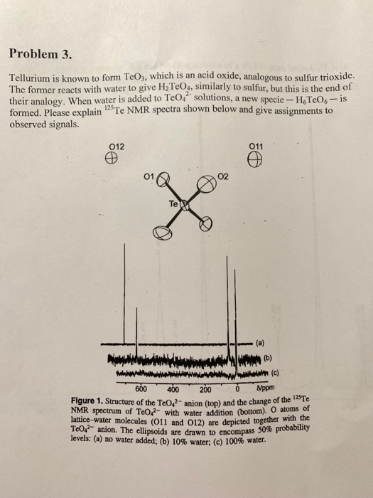 Solved Explain 125Te NMR spectra shown below and give | Chegg.com