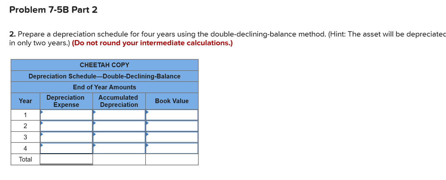 Solved Problem 7-5B Determine depreciation under three | Chegg.com