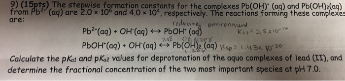 Solved 9) (15pts) The stepwise formation constants for the | Chegg.com