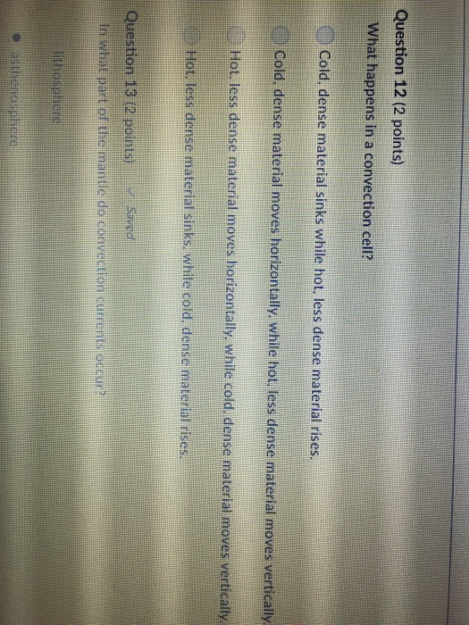 Solved Question 12 (2 points) What happens in a convection | Chegg.com