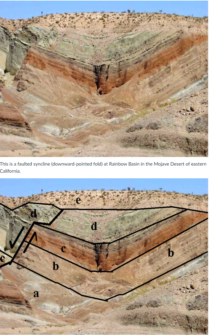 Solved This is a faulted syncline (downward-pointed fold) at | Chegg.com
