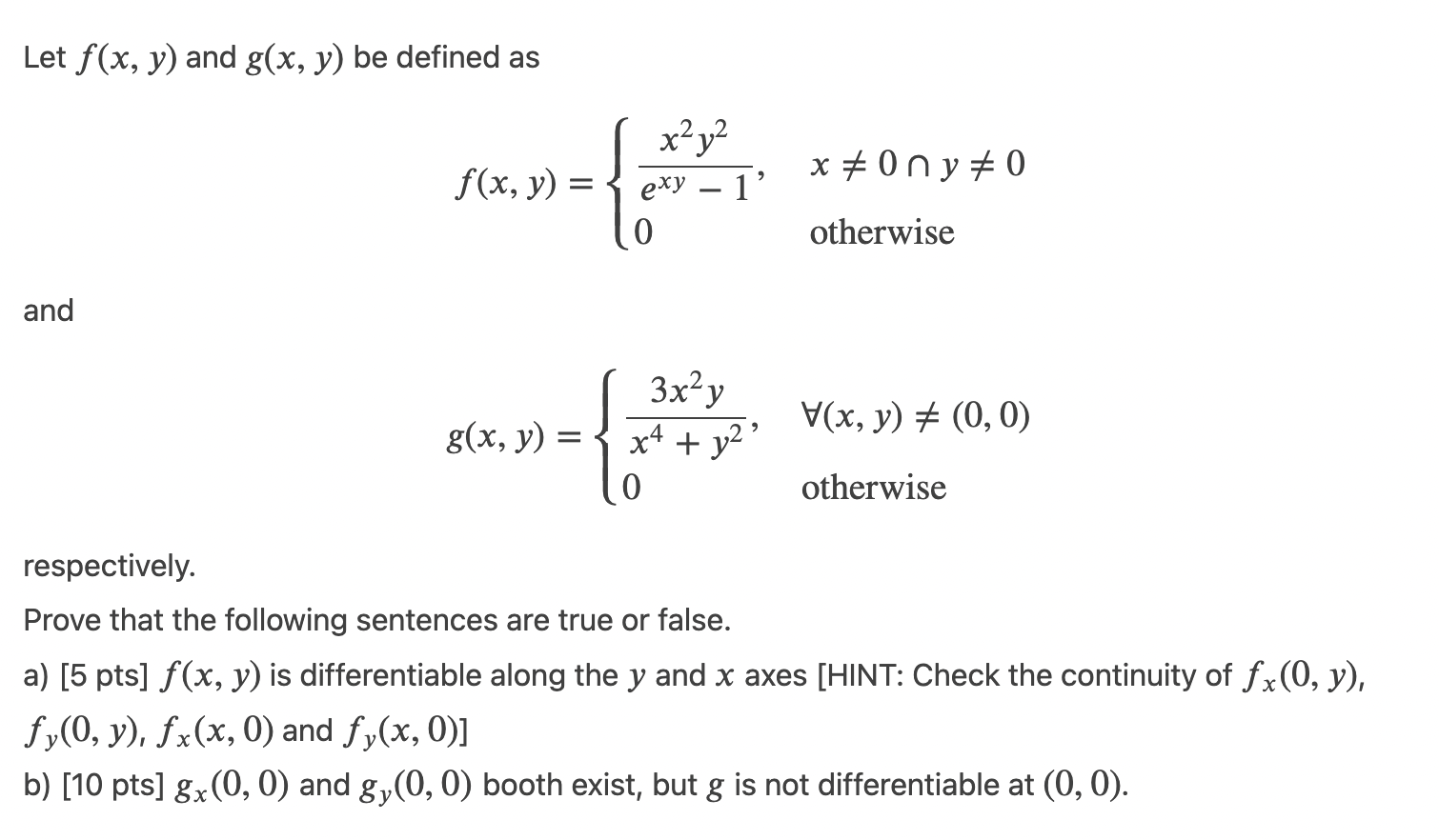 Solved Let f(x,y) and g(x,y) be defined as | Chegg.com