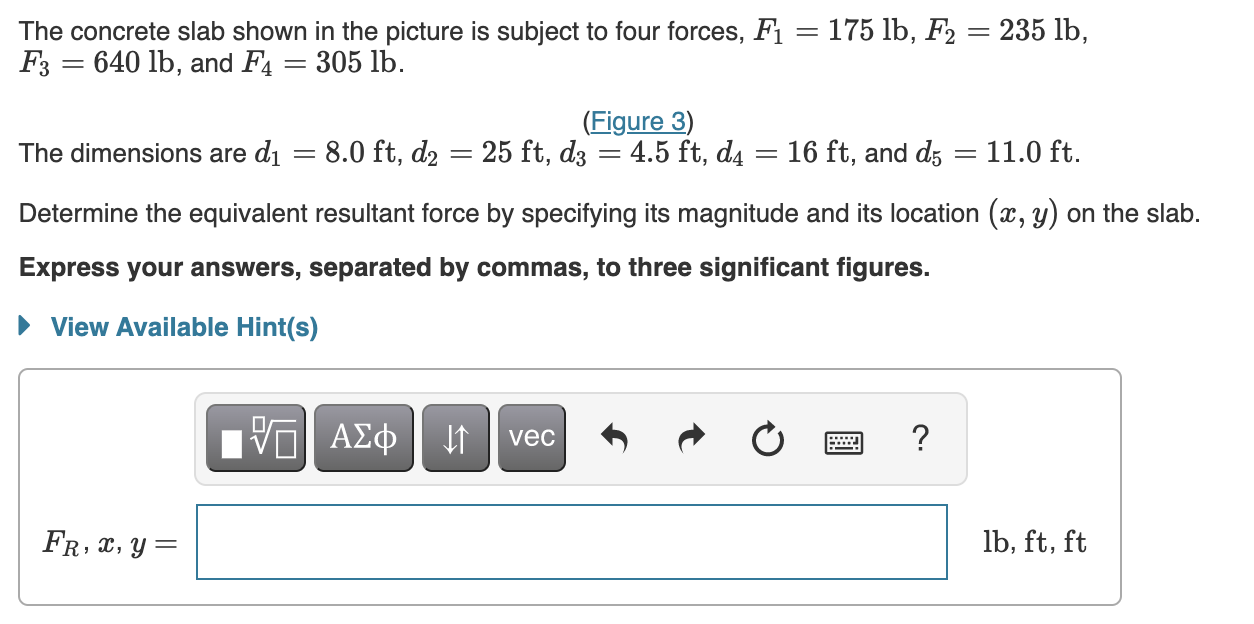 Solved 2 F3 F1 Sp r d2 tp = The concrete slab shown in the | Chegg.com