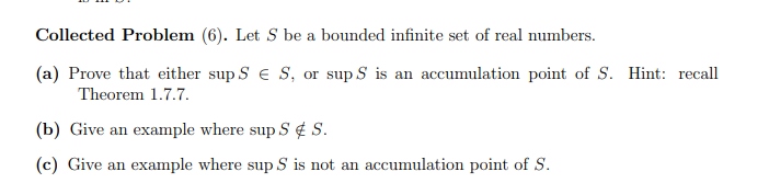 Solved Collected Problem (6). Let S be a bounded infinite | Chegg.com