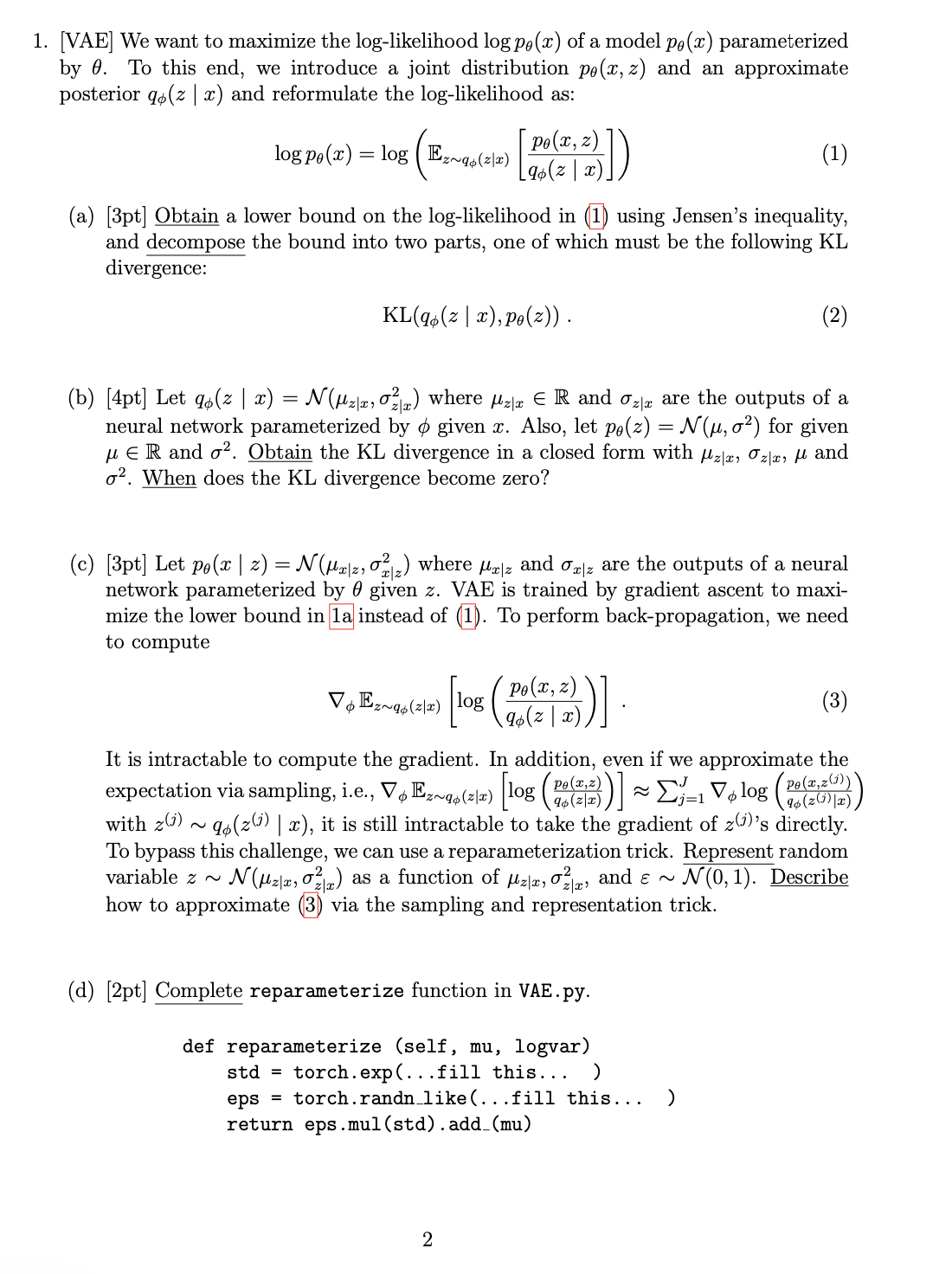 Solved [VAE] ﻿We want to maximize the log-likelihood | Chegg.com