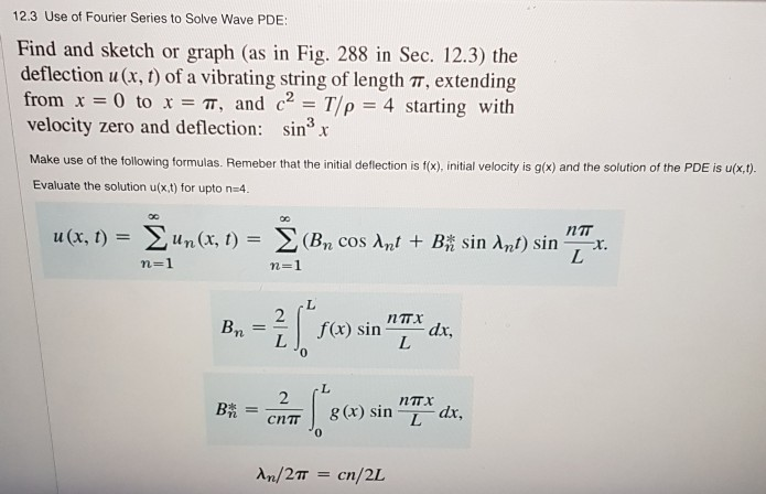 Solved 12.3 Use of Fourier Series to Solve Wave PDE: Find | Chegg.com