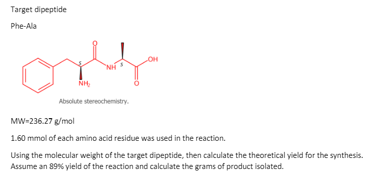 Solved Target dipeptide Phe-Ala OH orth ΝΗ, Absolute | Chegg.com