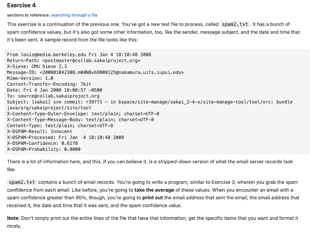 Solved Exercise 4 sections to reference: searching through a | Chegg.com