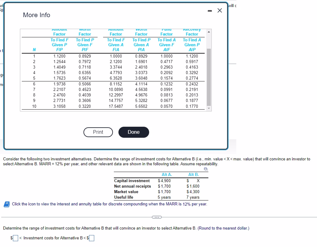 Solved Consider the following two investment alternatives. | Chegg.com