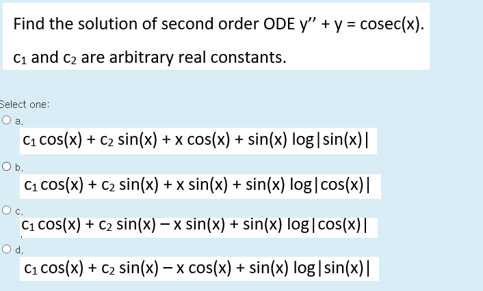 Solved Find the solution of second order ODE Y" + y = | Chegg.com
