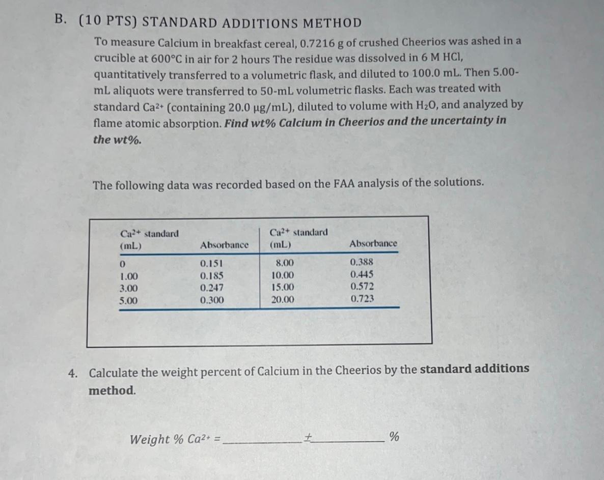 A. (30 PTS) EXTERNAL AND INTERNAL STANDARD METHODS | Chegg.com