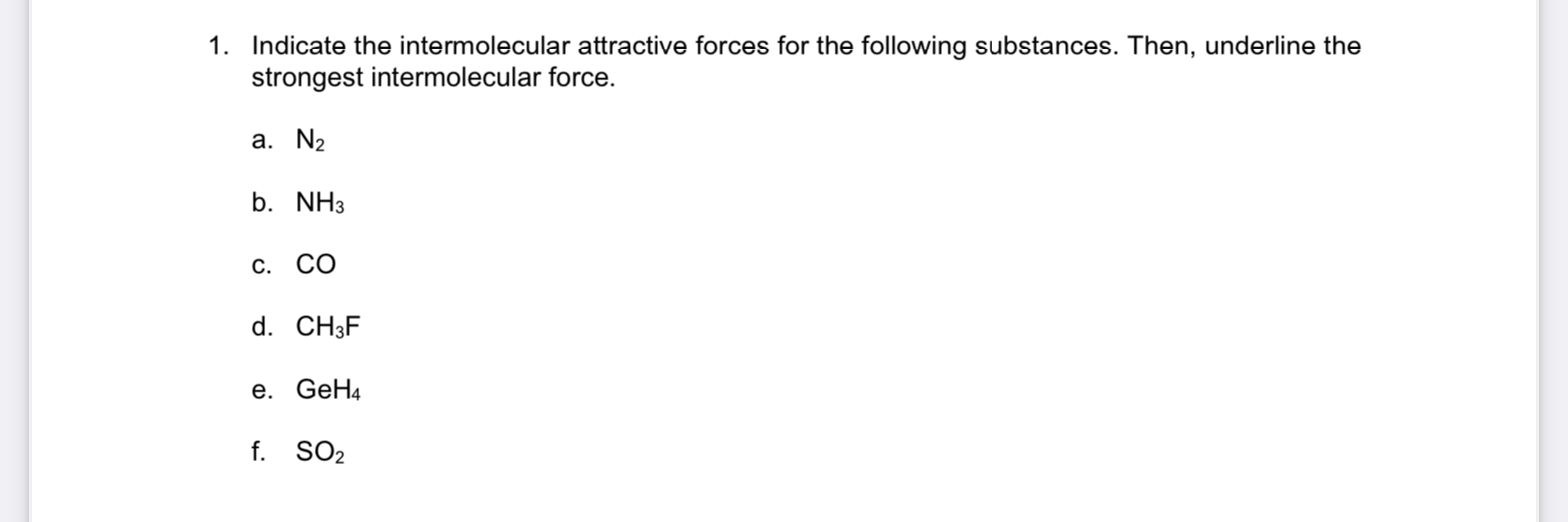 Solved what are the intermolecular attractive forces and | Chegg.com