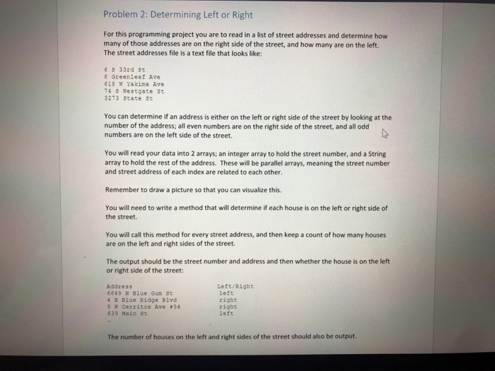 Solved Problem 2: Determining Left or Right For this | Chegg.com