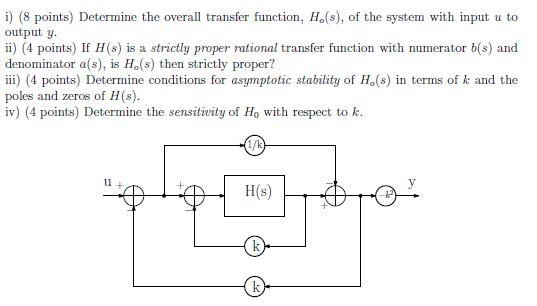 Solved i) (8 points) Determine the overall transfer | Chegg.com
