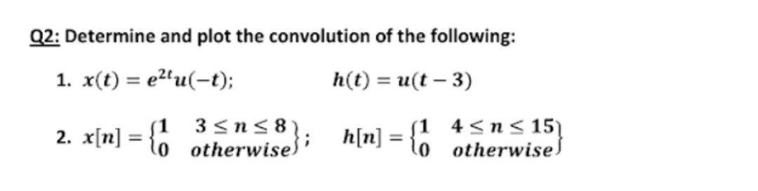 Solved Q2: Determine and plot the convolution of the | Chegg.com