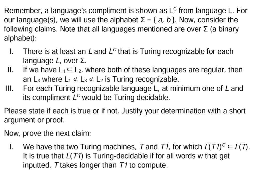 Remember, a language's compliment is shown as Lº from | Chegg.com