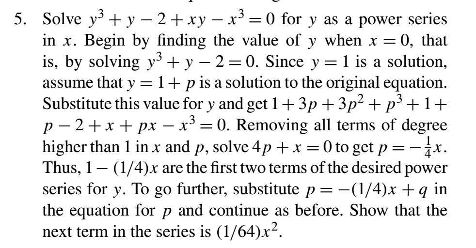 Solved Solve y3 + y- in x. Begin by finding the value of y | Chegg.com