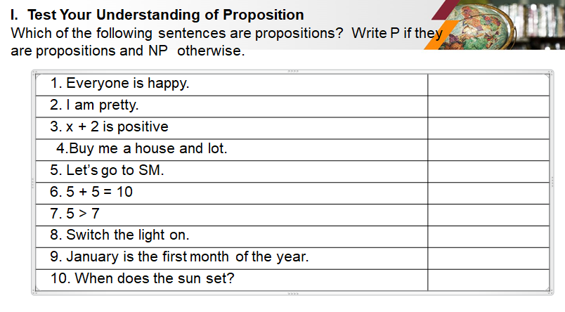 Solved 1. Test Your Understanding of Proposition Which of | Chegg.com