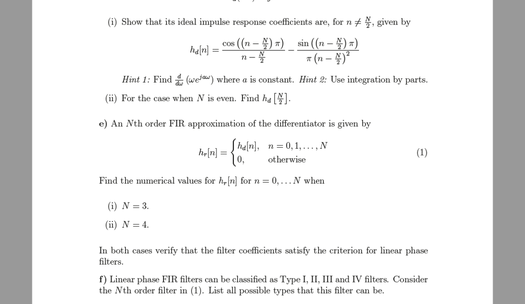 Solved A discrete time differentiator has the ideal | Chegg.com