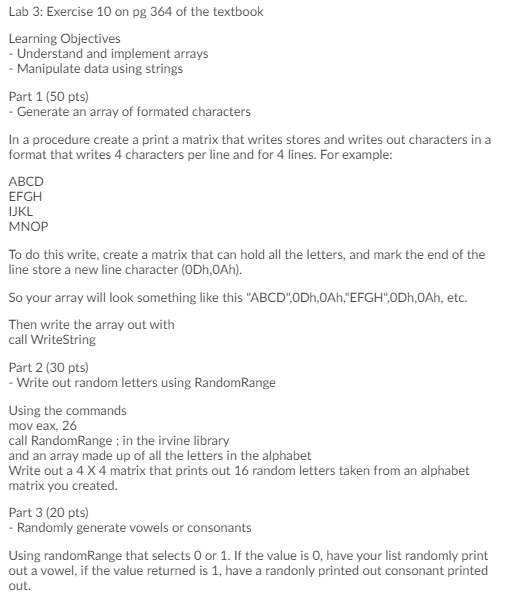 In Assembly Language for x86 Processors using | Chegg.com