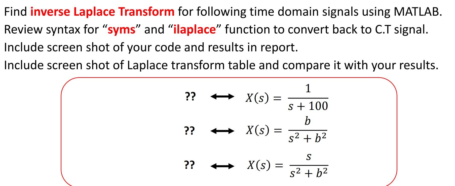 Solved Find inverse Laplace Transform for following time | Chegg.com