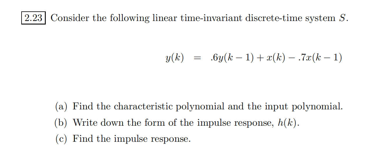 23 Consider the following linear time-invariant | Chegg.com