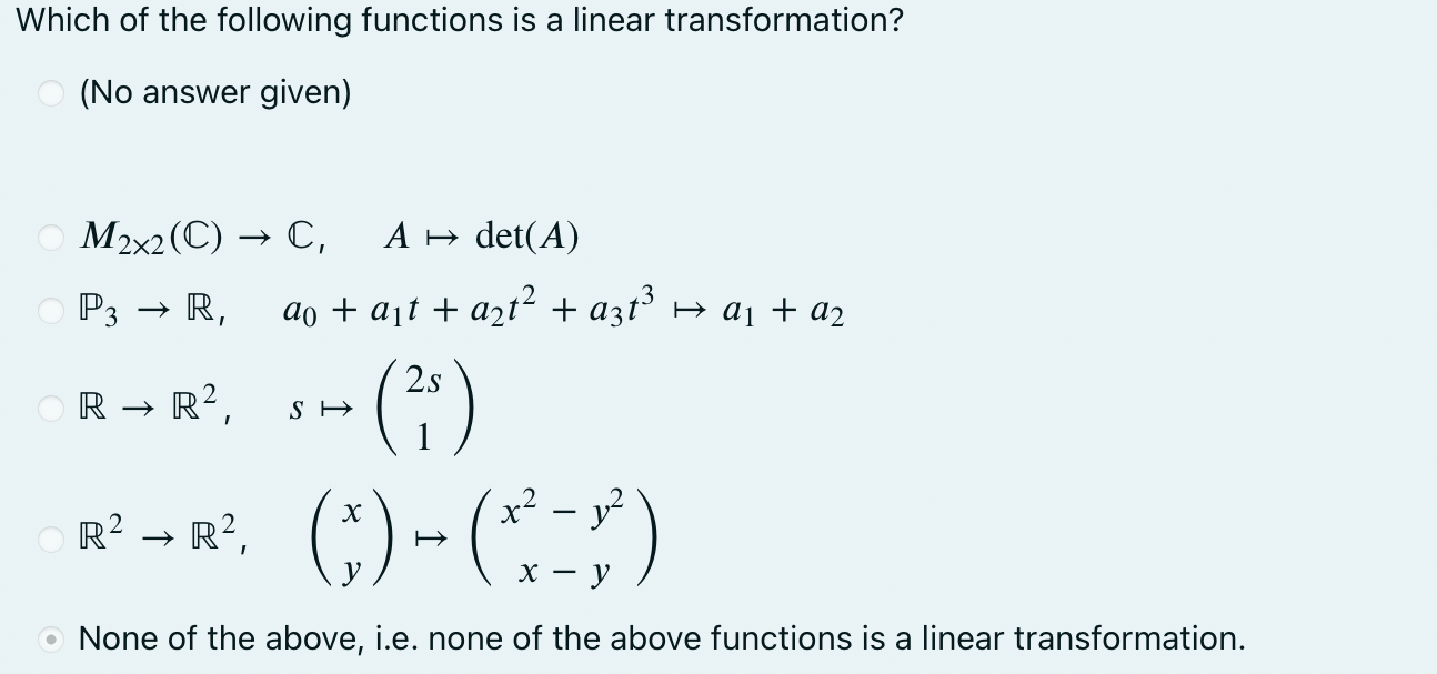 Solved Which of the following functions is a linear | Chegg.com