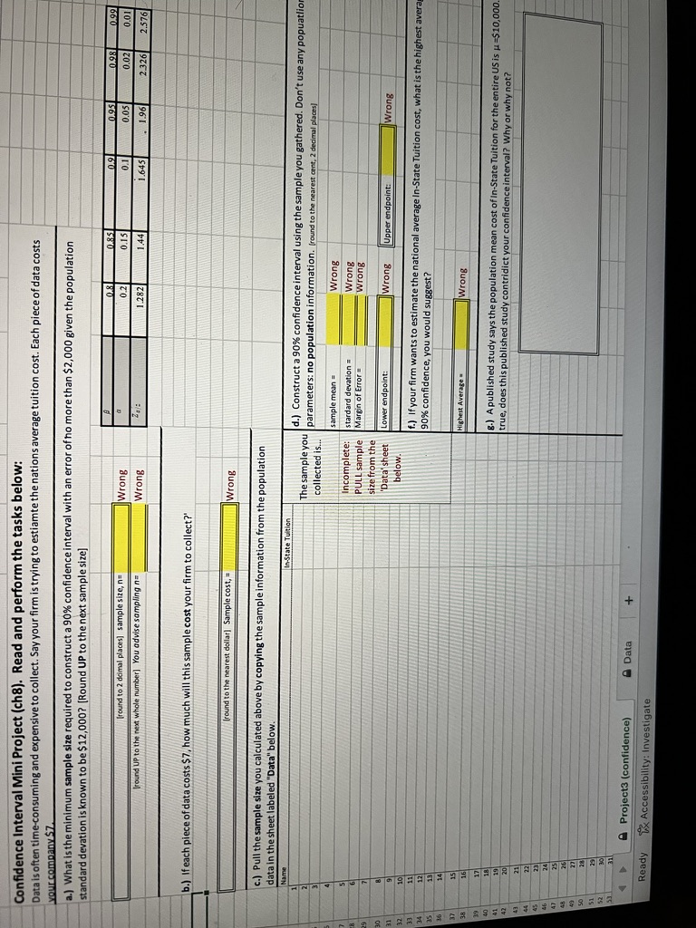 Confidence Interval Mini Project (ch8). Read and | Chegg.com