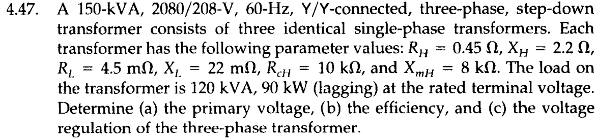 Solved 4.49. If the three transformers of Problem 4.47 are | Chegg.com