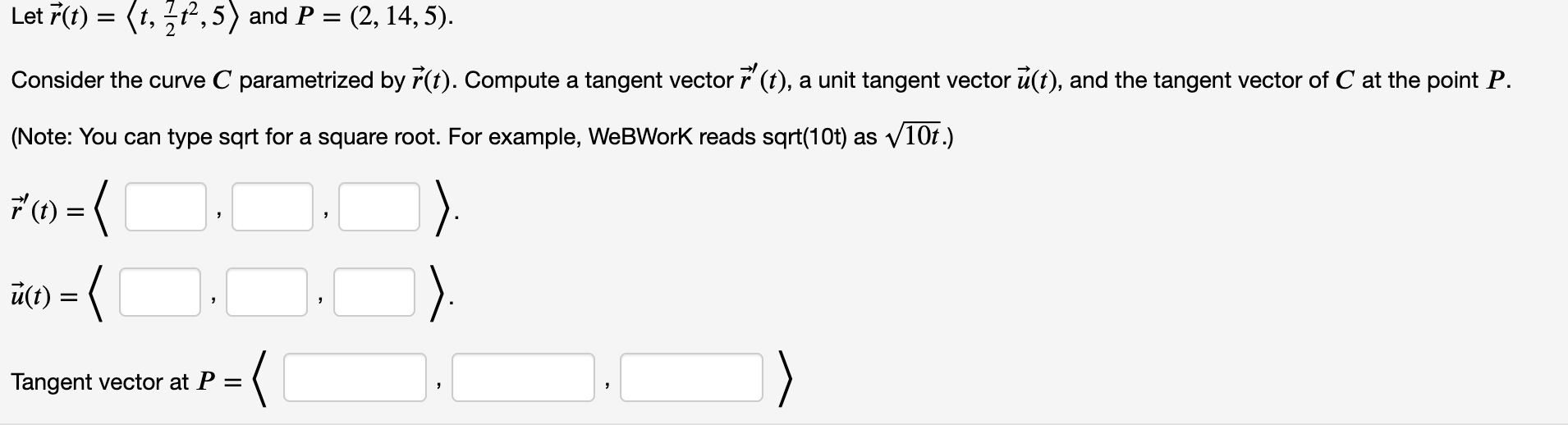 Solved Let r(t)= t,27t2,5 and P=(2,14,5) Consider the curve | Chegg.com