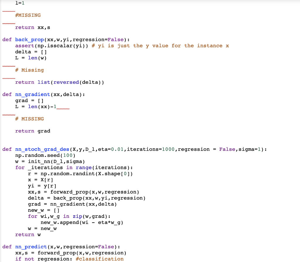 PLEASE USE PYTHON Complete the code provided | Chegg.com