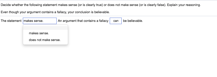 Solved Decide whether the following statement makes sense | Chegg.com