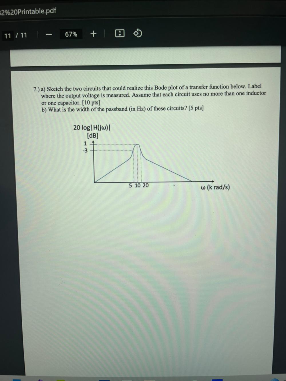 Solved 52%20Printable.pdf 11 / 11 67% + 10 DG 7.) a) Sketch | Chegg.com