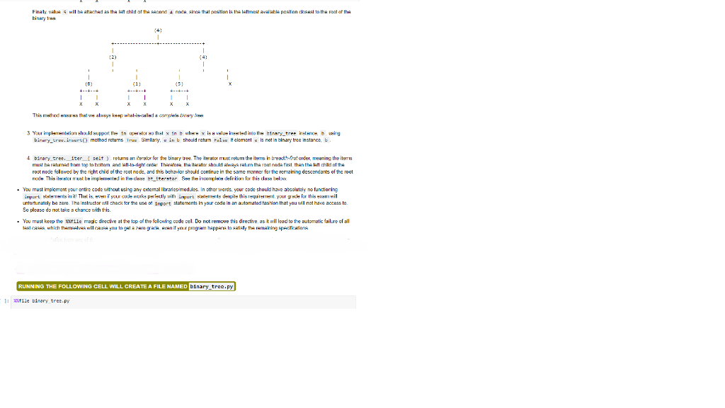 Solved In this question, you will implement a binary tree | Chegg.com