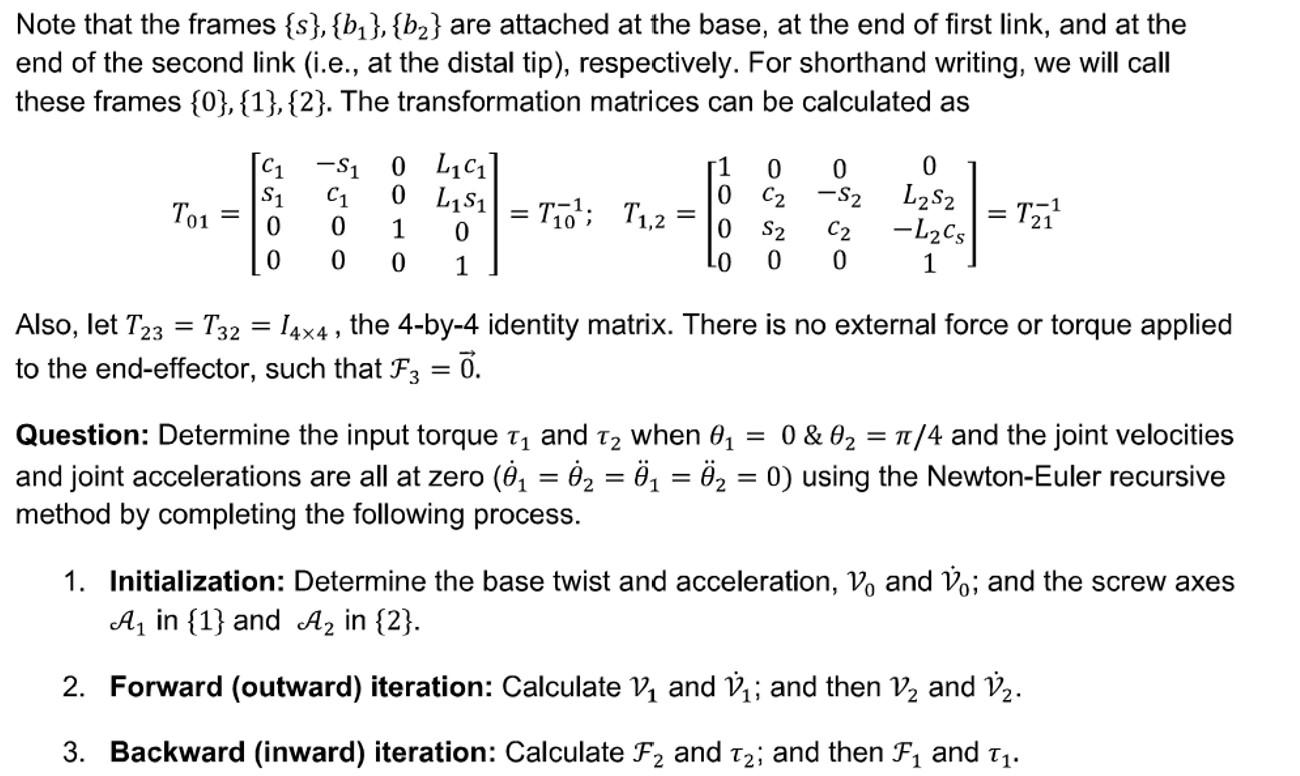 Consider the 2R open-chain robot shown in the figure | Chegg.com