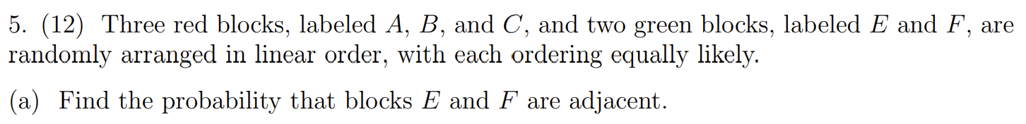 Solved 5. (12) Three red blocks, labeled A, B, and C, and | Chegg.com