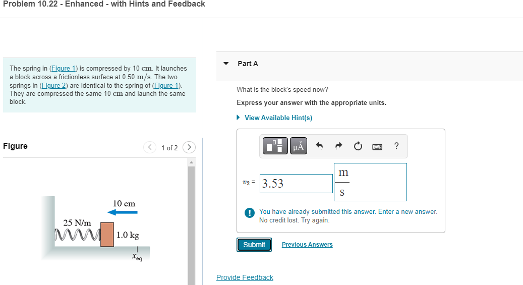 Solved 2 of 2Problem 10.22 - Enhanced - with Hints and | Chegg.com