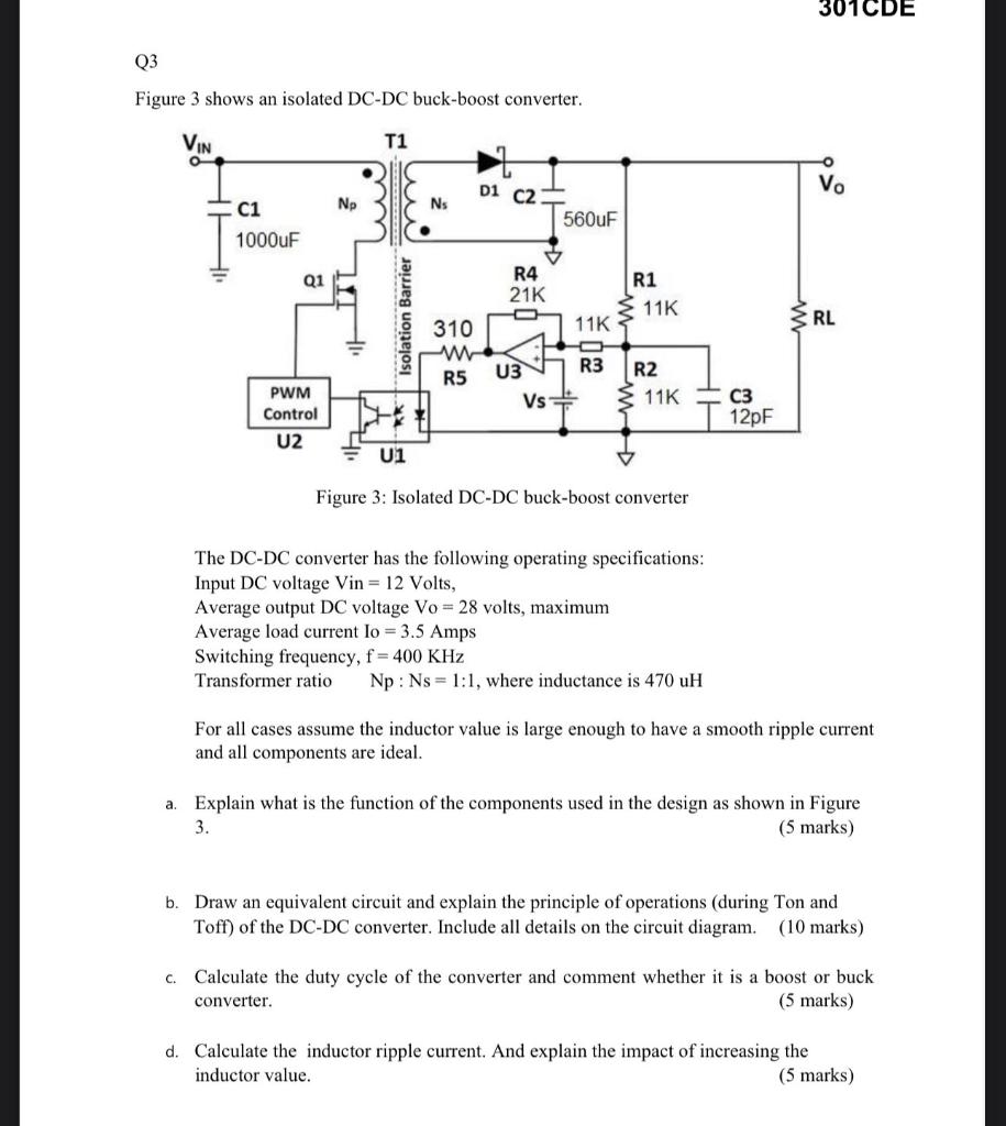 Solved Q3 Figure 3 shows an isolated DC-DC buck-boost | Chegg.com