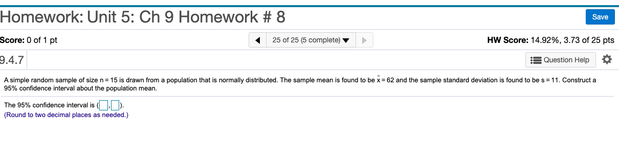 Solved Homework Unit 5 Ch 9 Homework 8 Save Score 0 Of 1