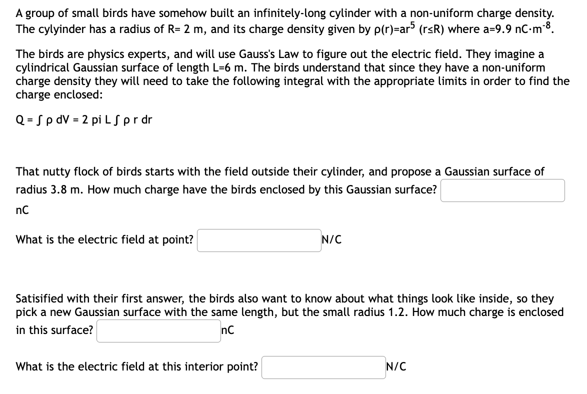 R=3m. ﻿Their sphere has a non-uniform charge density | Chegg.com