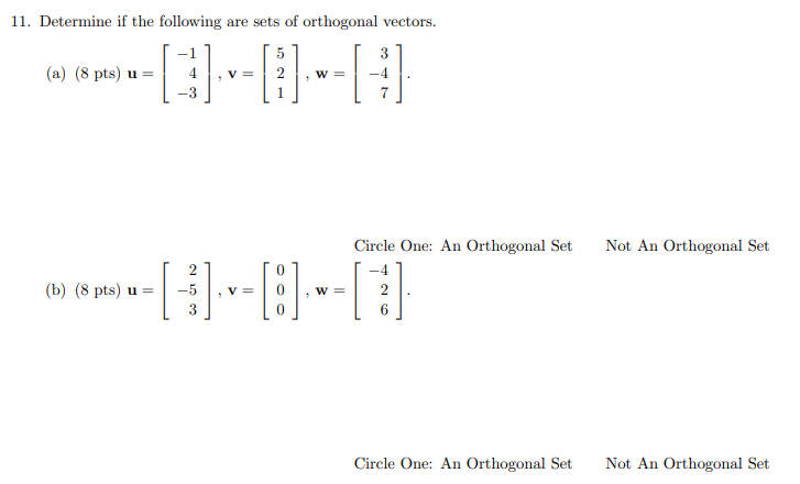 Solved Determine if the following are sets of orthogonal | Chegg.com