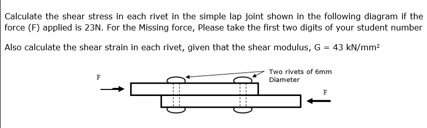 Solved Calculate the shear stress in each rivet in the | Chegg.com