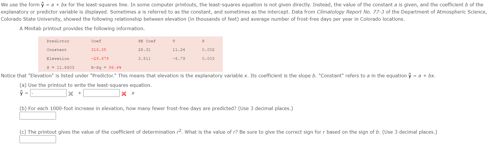 Solved A Minitab printout provides the following | Chegg.com