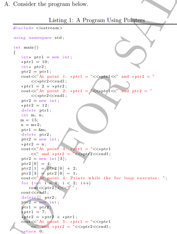 Solved A. Consider the program below. Listing 1: A Program | Chegg.com