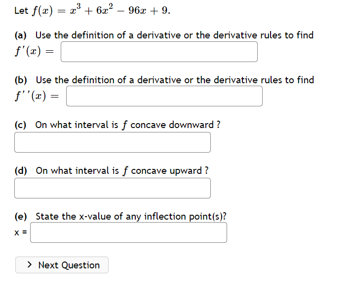Solved Consider the function f(x)=−2x3+39x2−216x+2. Find the | Chegg.com